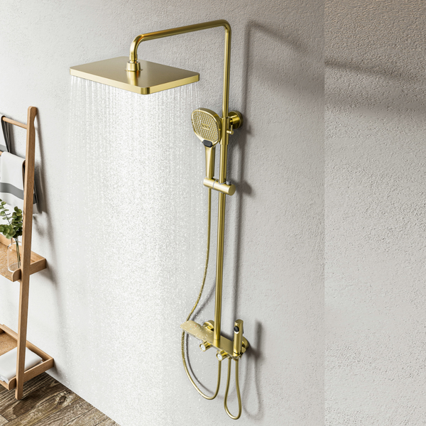 Brushed Gold four way Surface Shower Set – Wichflow